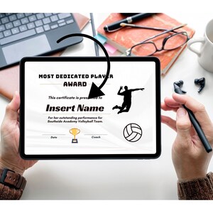 Editable Sports Certificate, Volleyball Award, Participation ...
