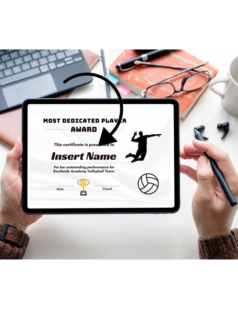 Editable Sports Certificate, Volleyball Award, Participation ...