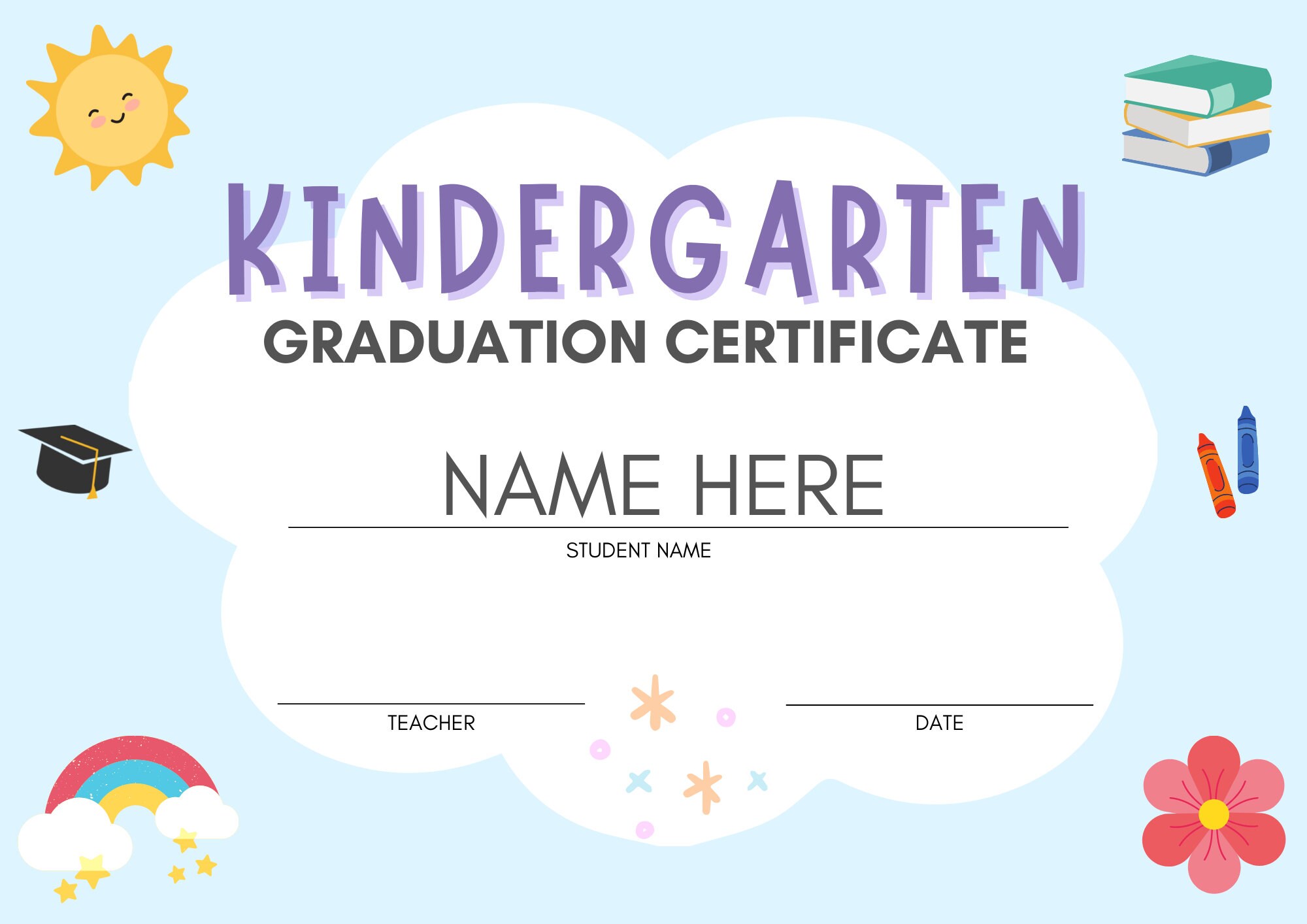 Printable Kindergarten Graduation Certificate Kindergarten - Etsy UK