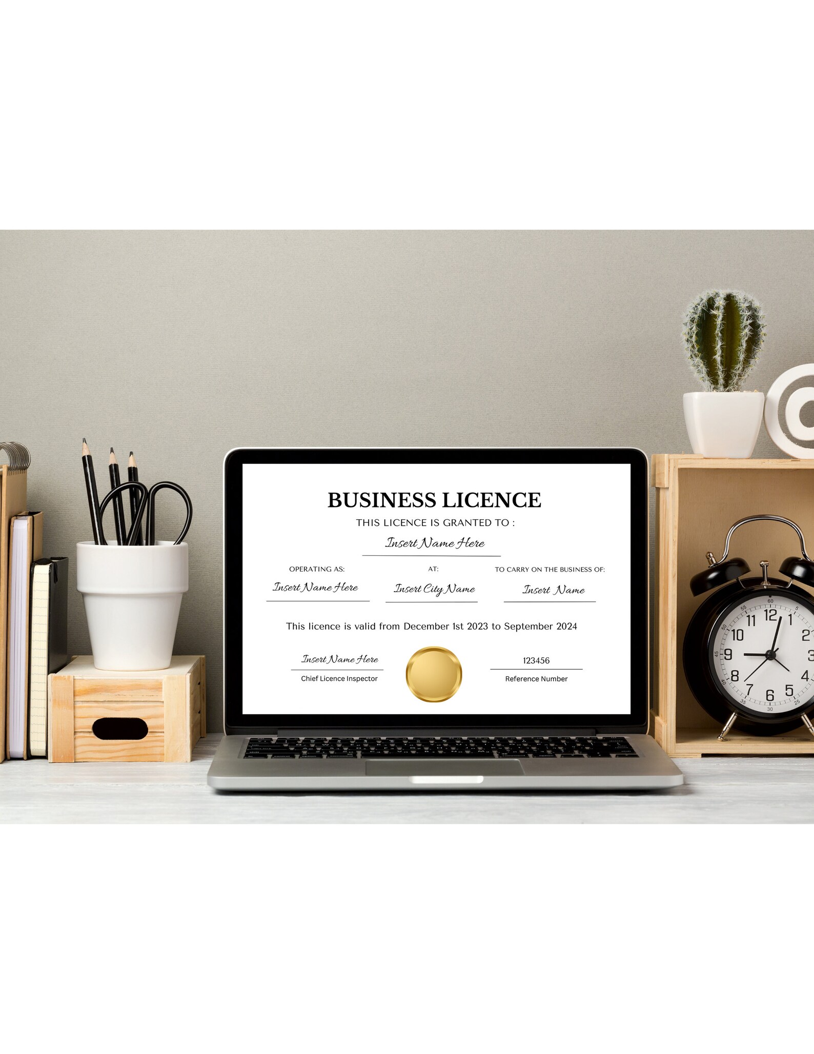 Editable Business Licence Certificate Template: Gold Border (digital Download) - Etsy