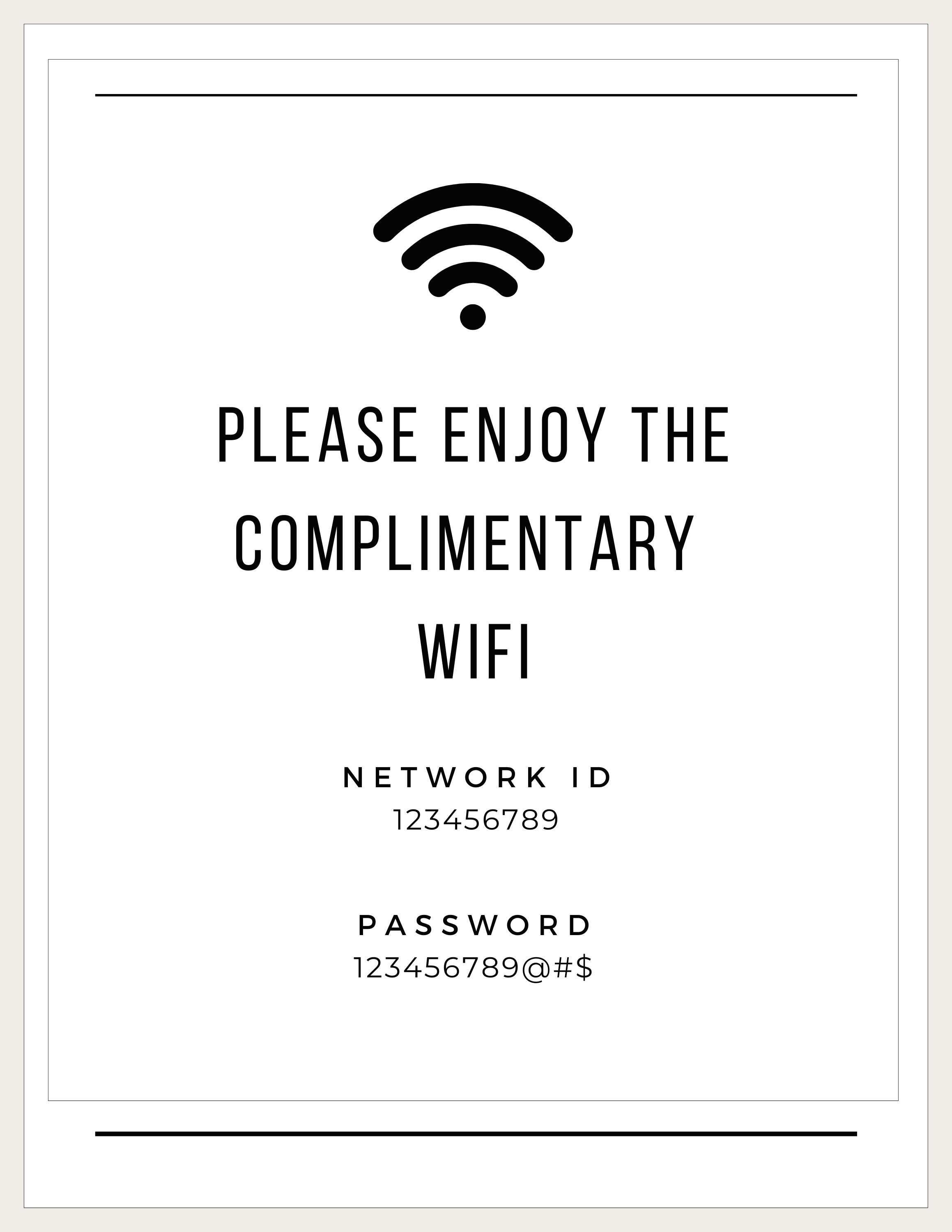 Wifi Password Sign Printable, Editable Wifi Sign Template, 4x6, 5x7 ...