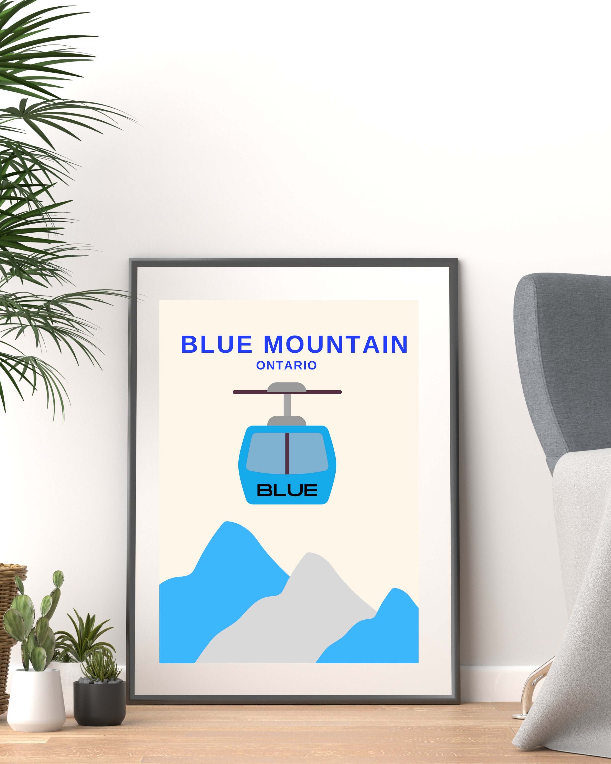 Blue Mountain Ontario Digital Ski Poster, Blue Mountain Art , Blue ...