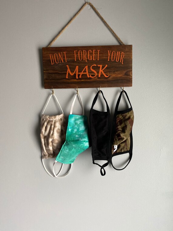 Decorative Wood Mask Sign Holder don't Forget Your | Etsy