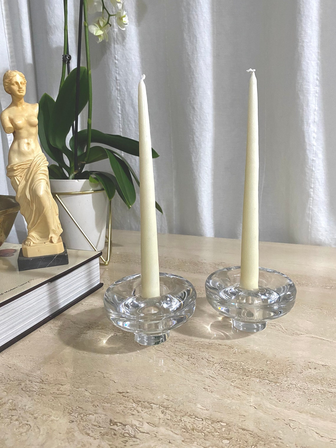 Vintage Mid Century Modern Pair of Dansk Crystal Candle Holders - Etsy