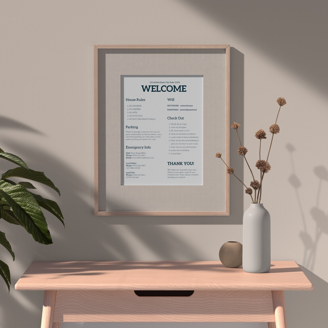 Airbnb Welcome Sign | Customizable Canva Template | Airbnb Instructions ...
