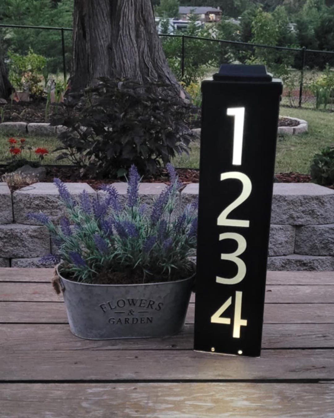 Solar LED Address Post – Custom House Number Column – Modern Powder ...