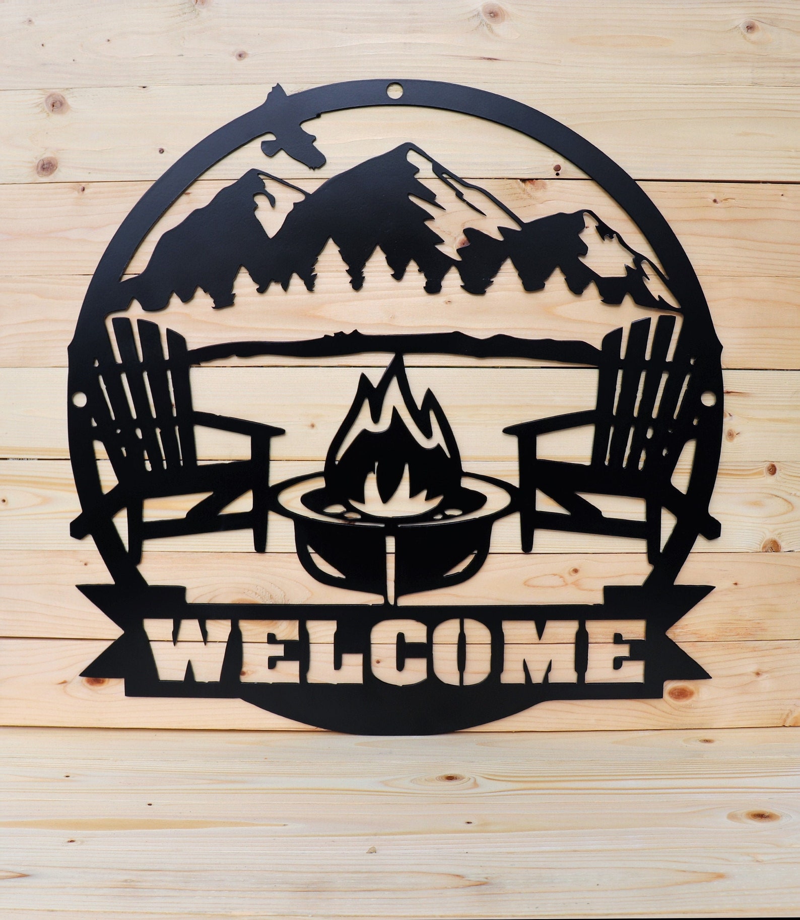 Outdoor Backyard Metal Welcome Fire Pit Sign - Etsy