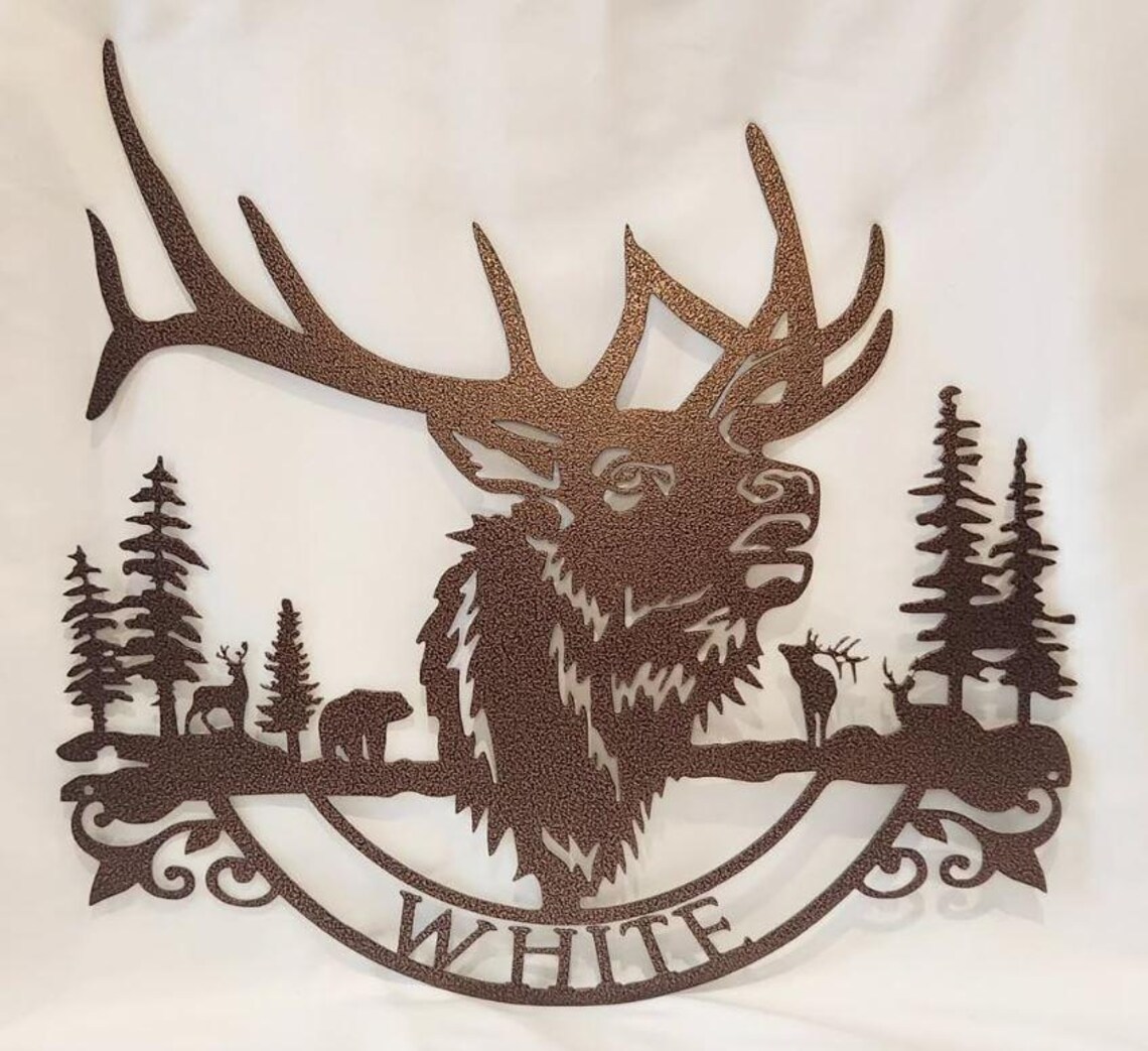 Personalized Elk Metal Wall Art – Rustic Wildlife Decor for Home ...