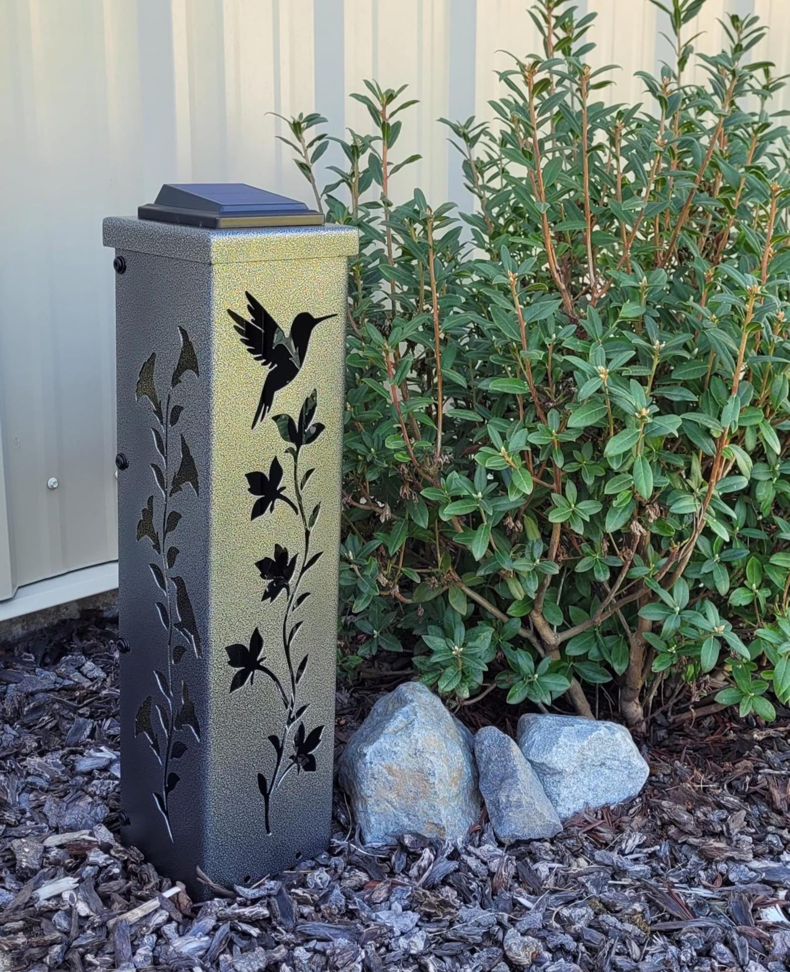 Hummingbird Solar Light Column – Powder Coated Steel Garden Lantern - Etsy