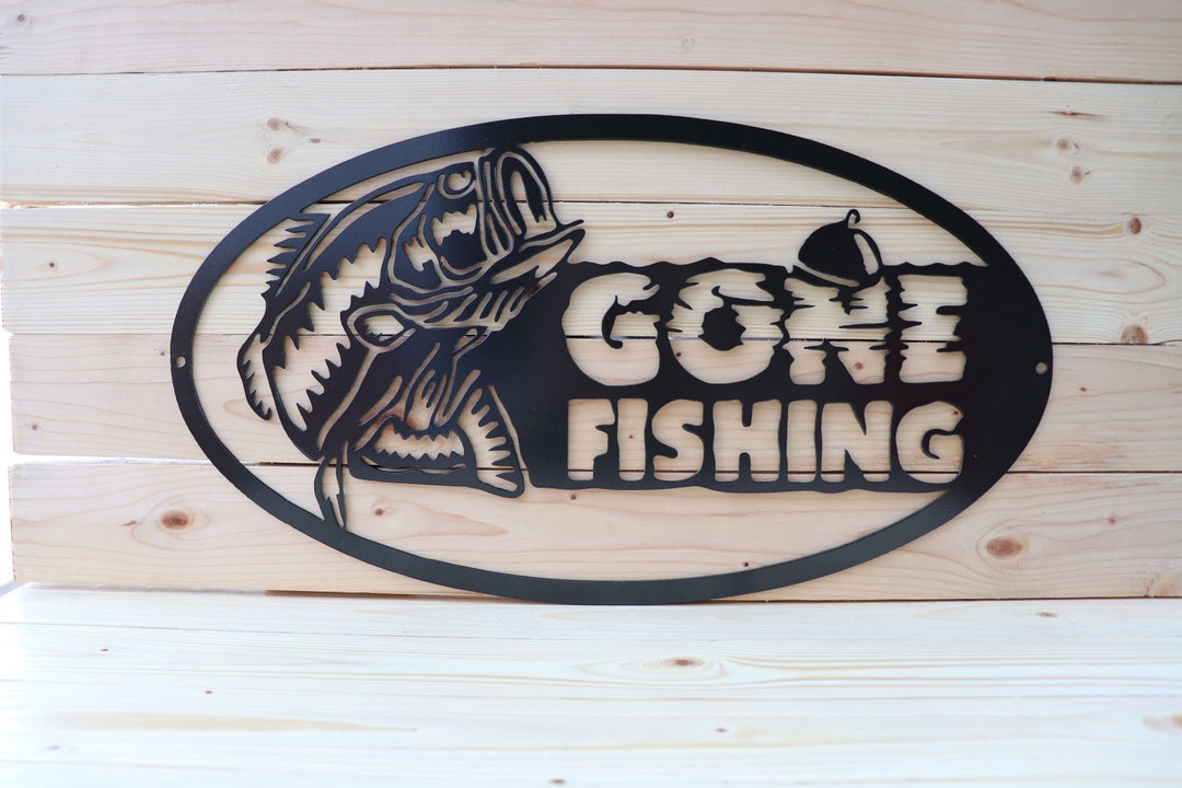 Gone Fishing Metal Sign - Etsy