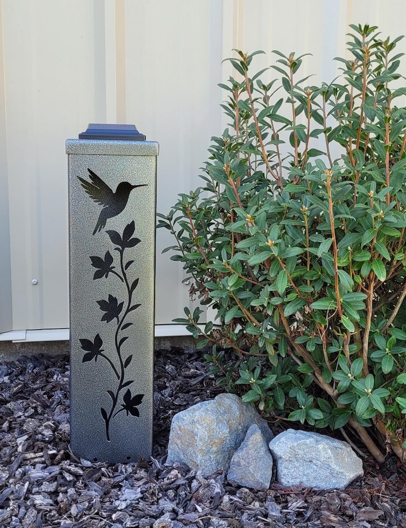 Hummingbird Solar Light Column – Powder Coated Steel Garden Lantern - Etsy