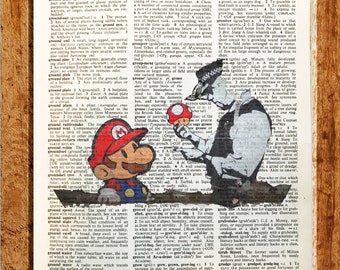 Banksy Wall Art Mario - Etsy