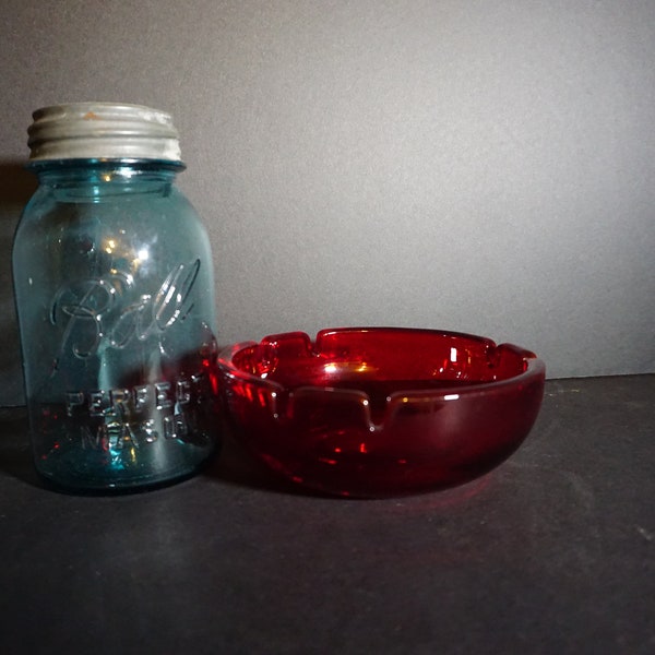 Red Glass Ashtray - Etsy