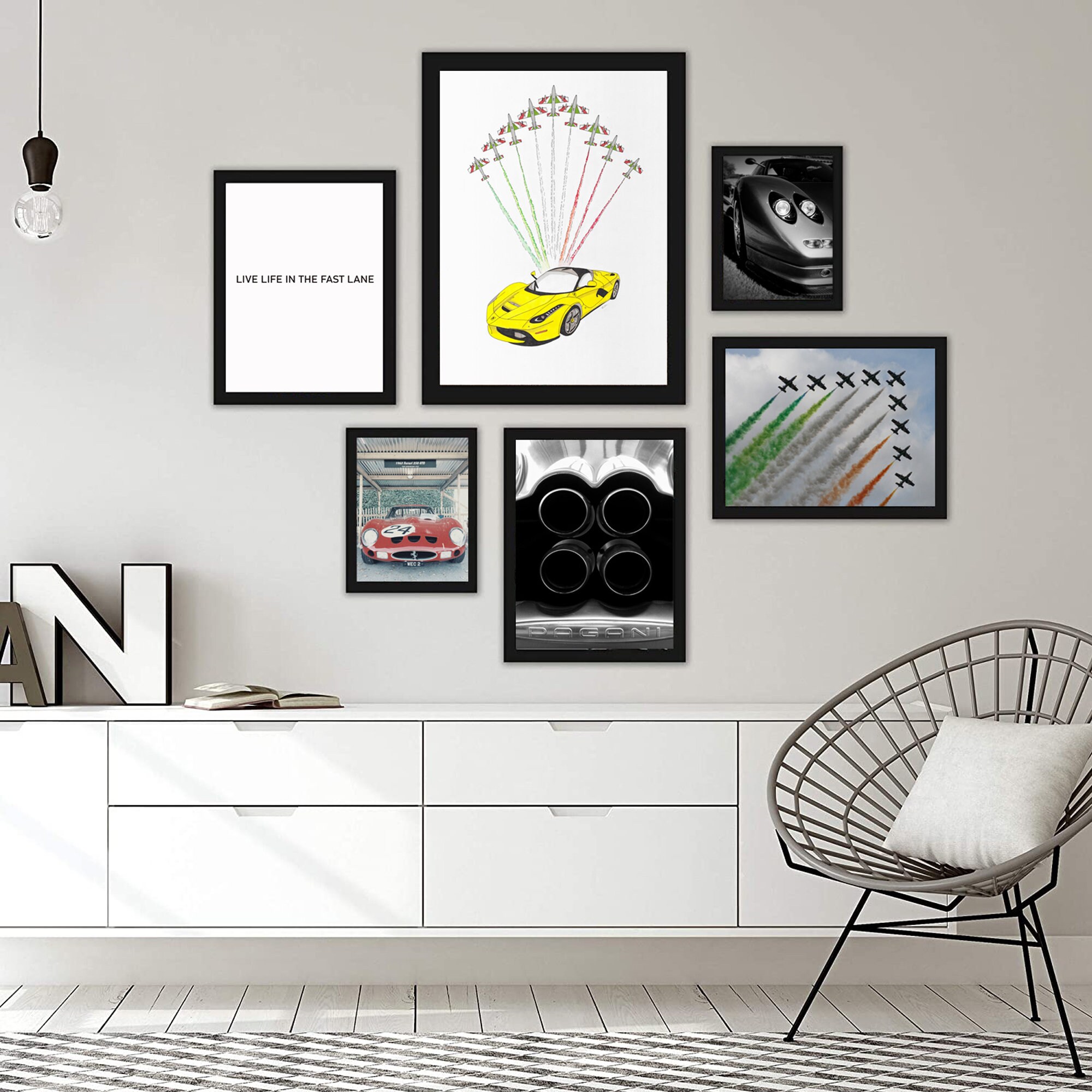 Italian Yellow Ferrari With Tricolour Arrows Wall Art Print - Etsy