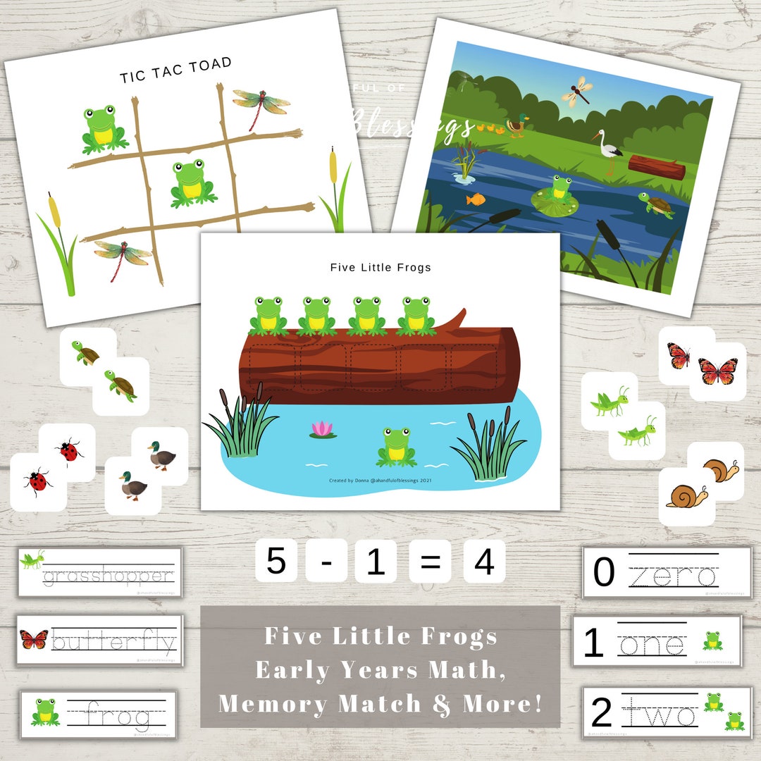 Five Little Frogs Early Years Math, Counting to 5, Tracing Numbers ...