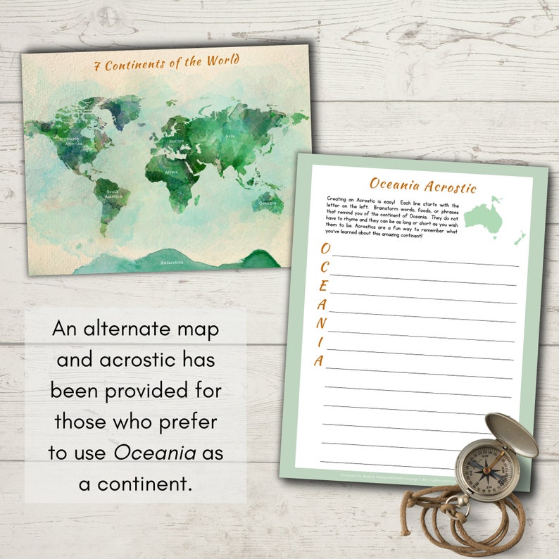 Acrostic Continents | World Map Printable, Educational, All Ages ...