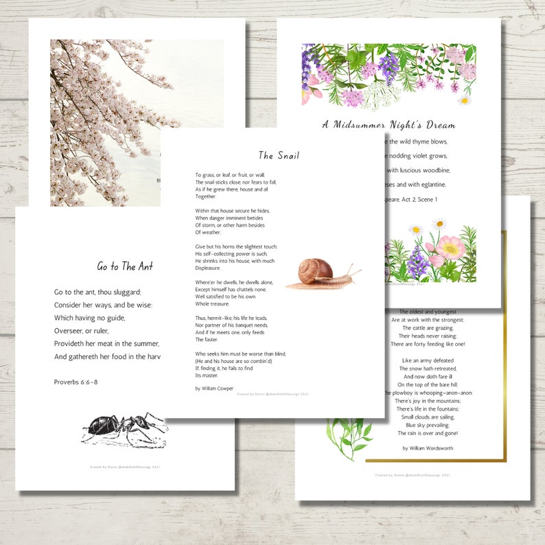 Seasonal Nature Poems, Printable Poems, Charlotte Mason, Homeschool ...