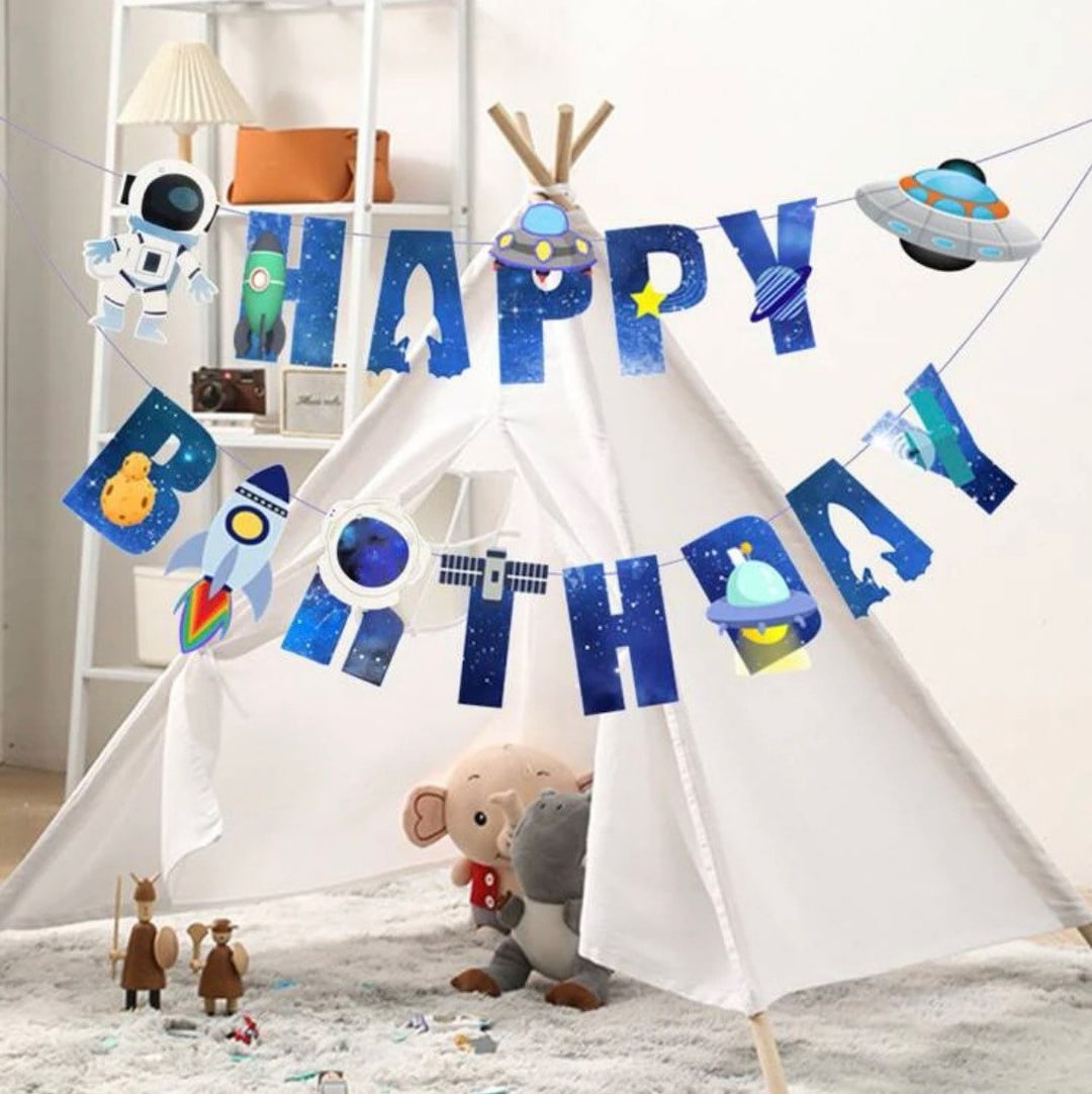Space Happy Birthday Banner Solar System Birthday Bunting - Etsy
