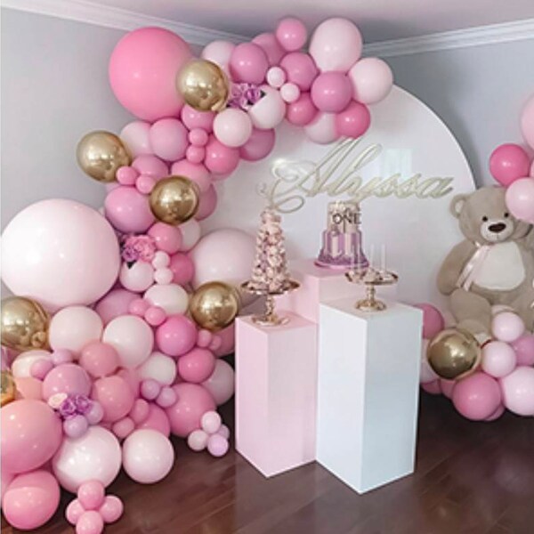 Pink Silver White Balloon Arch - Etsy