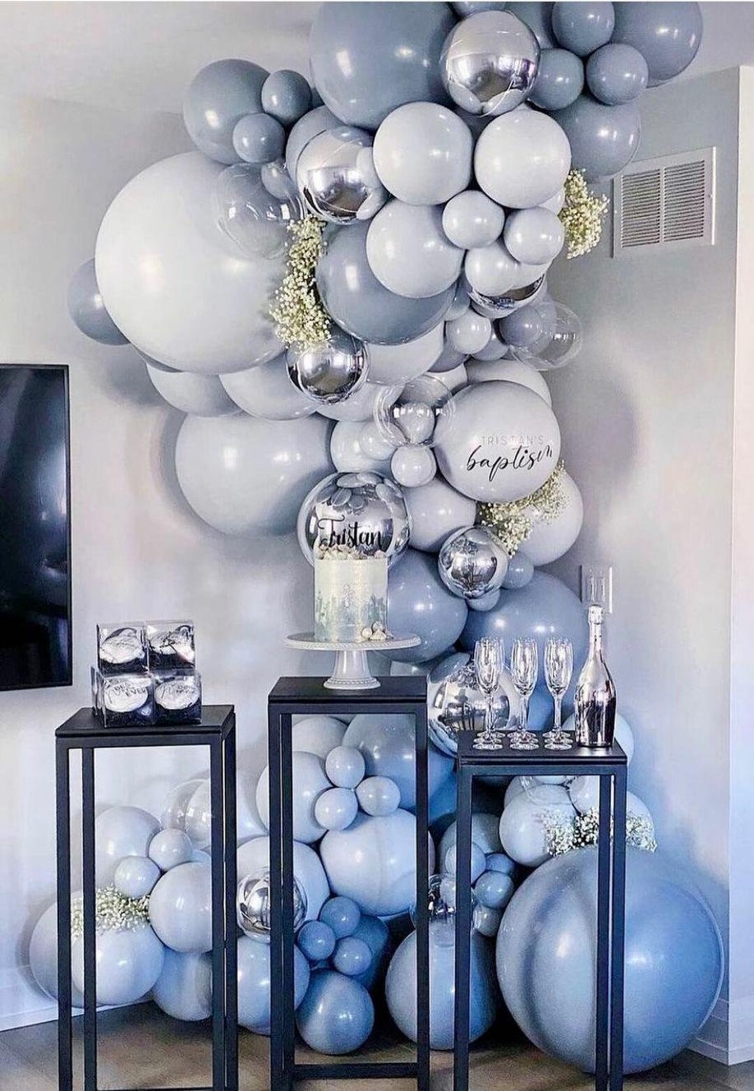 Blue Balloon Arch Boy Baby Shower Garland Kit Silver and - Etsy