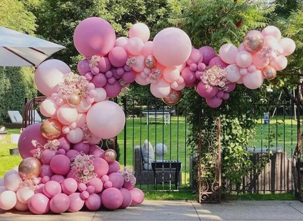 Pink Balloon Arch Garland Kit Rose Gold Chrome Latex party | Etsy