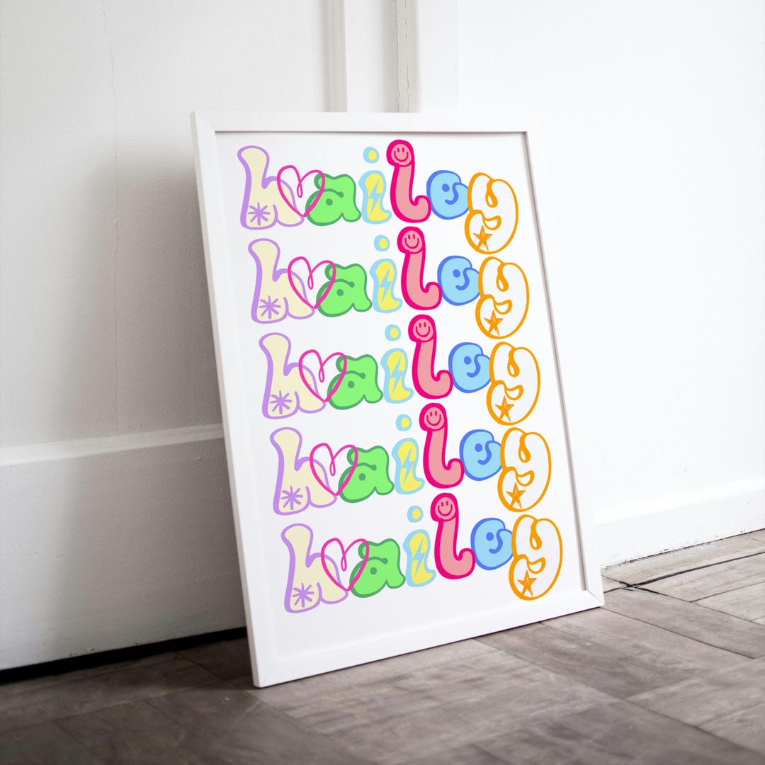 CUSTOM Name Wall Art, Preppy Aesthetic Name Print, Personalized Gift ...