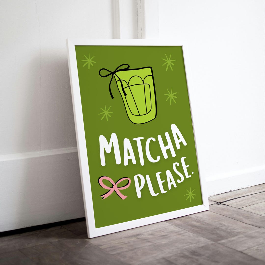 Matcha Poster, Cute Matcha Shop Print, Messy Coquette Aesthetic, Home ...