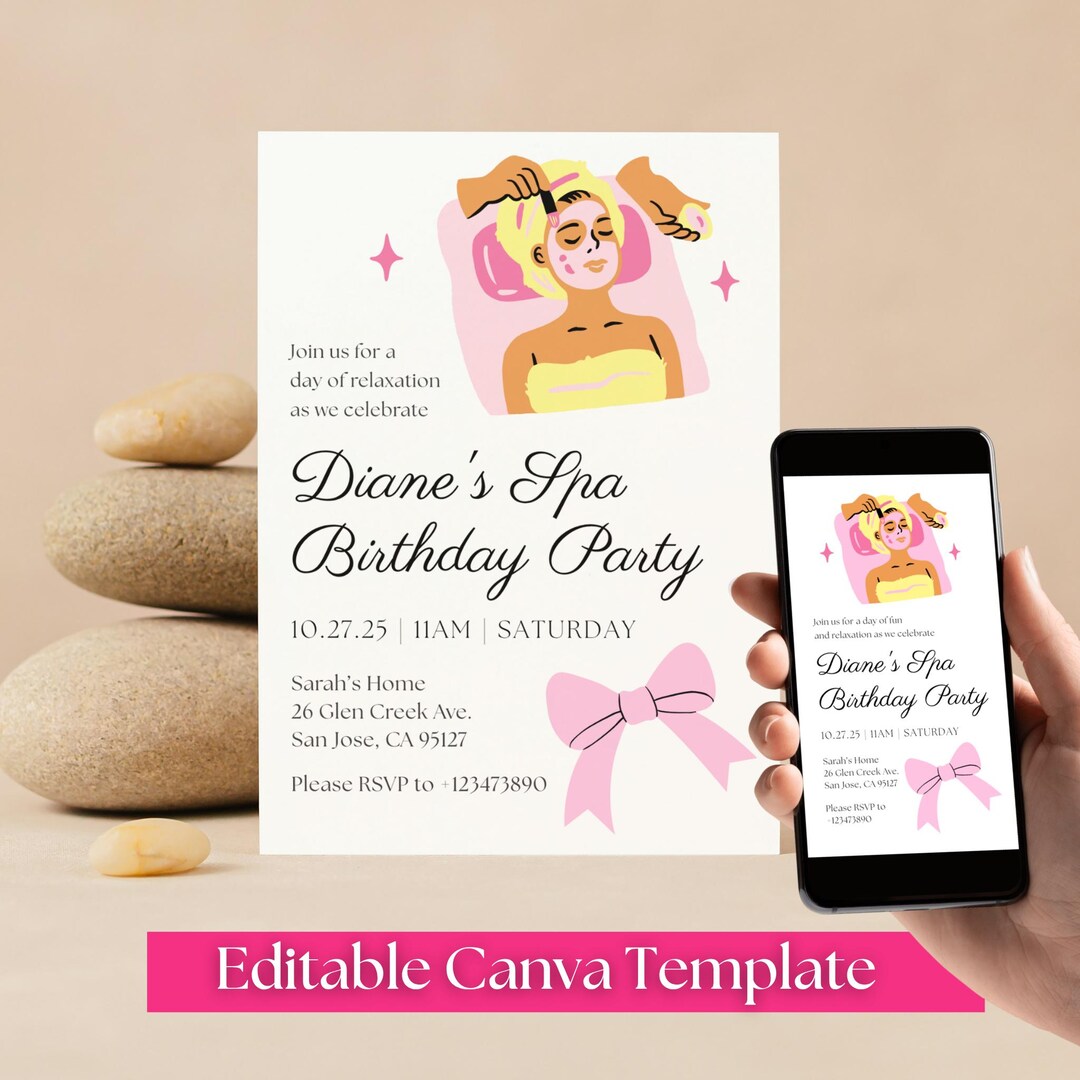 Girls Spa Invitation: Pamper Party Invite, Self-care Before Christmas ...