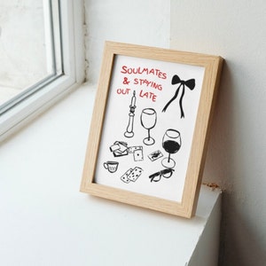 Soulmates & Staying Out Late Print, Coquette Kitchen Wall Art, Black ...