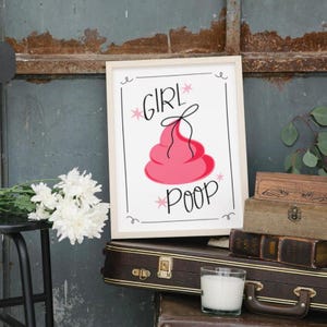 Pink Girl Poop Print: Funny Coquette Bathroom Poster (digital Download ...