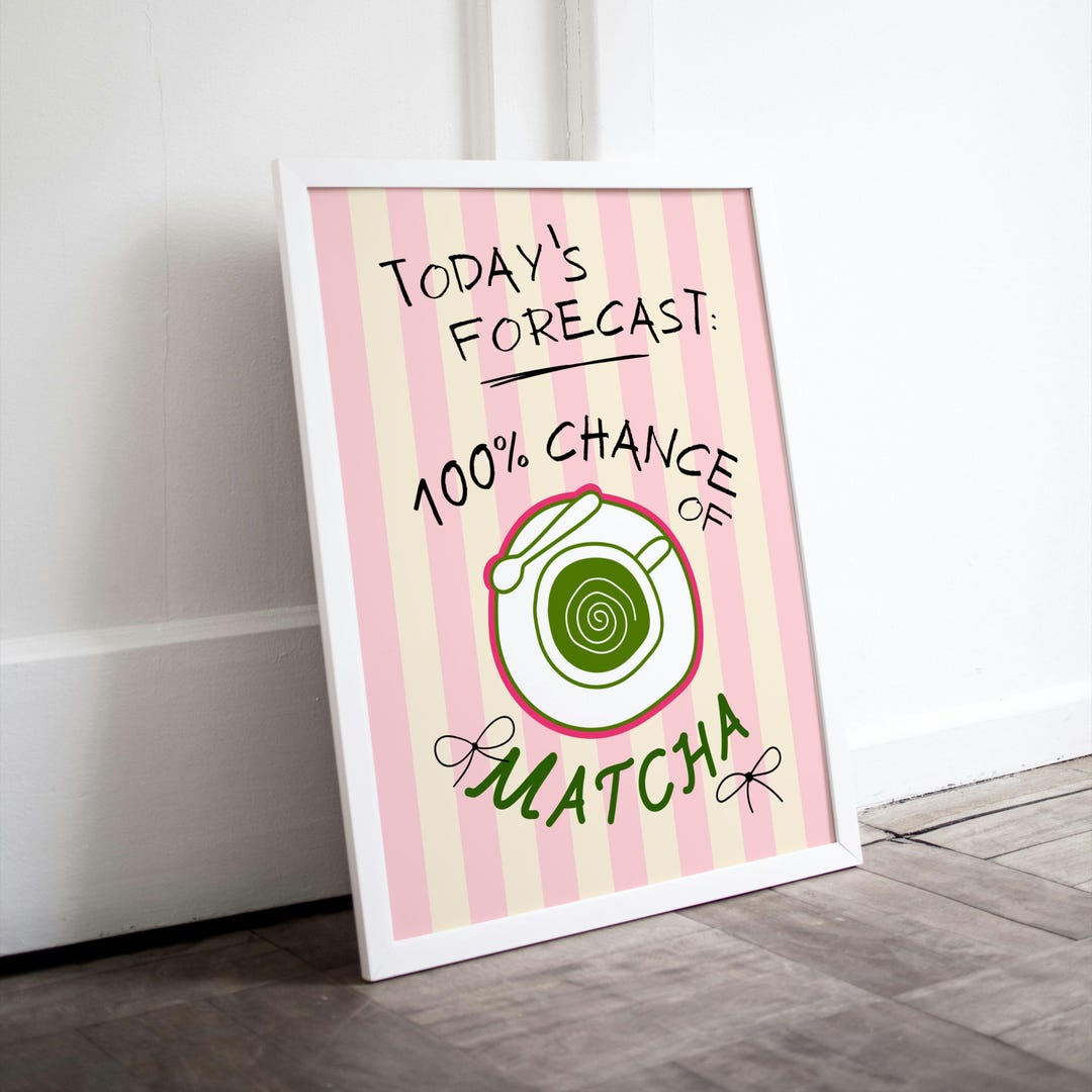 Matcha Wall Art, Pink Matcha Decor, Funny Aesthetic Home Cafe Decor ...