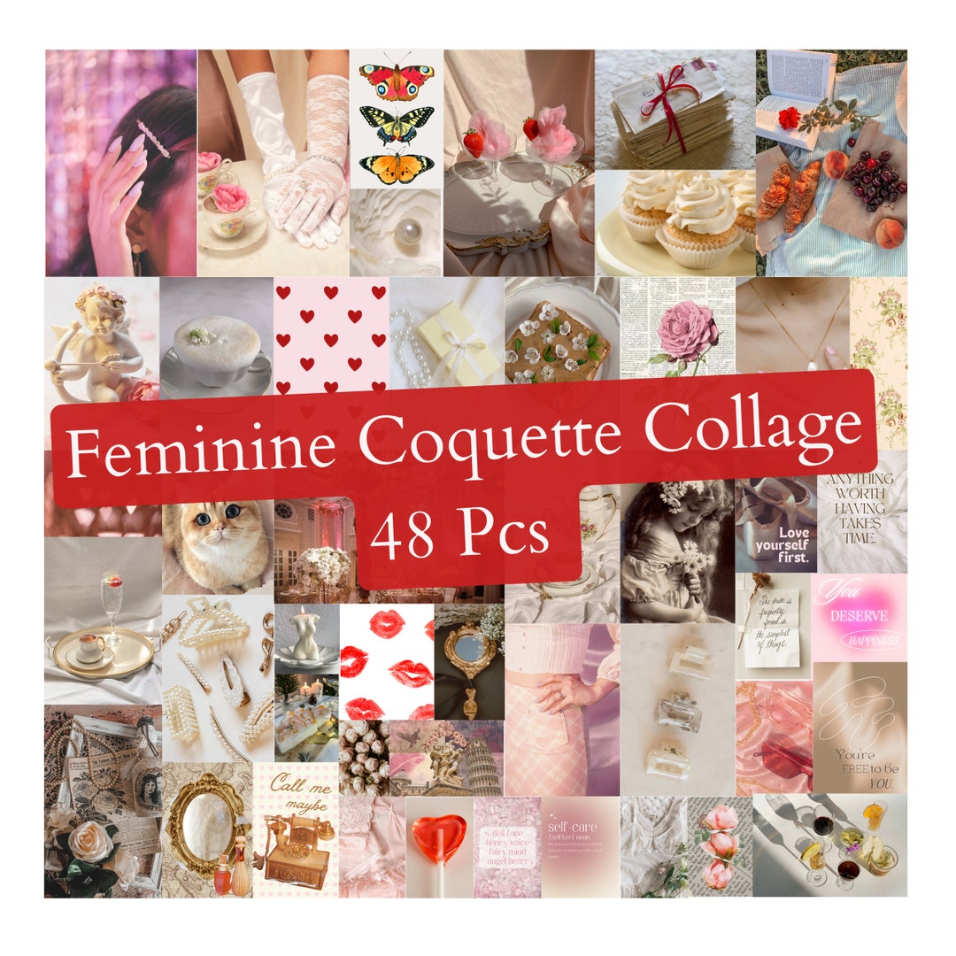 Feminine Coquette Wall Collage, Vanity Bedroom Gallery Set, Ballerina ...