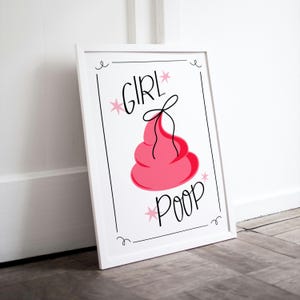 Pink Girl Poop Print: Funny Coquette Bathroom Poster (digital Download ...