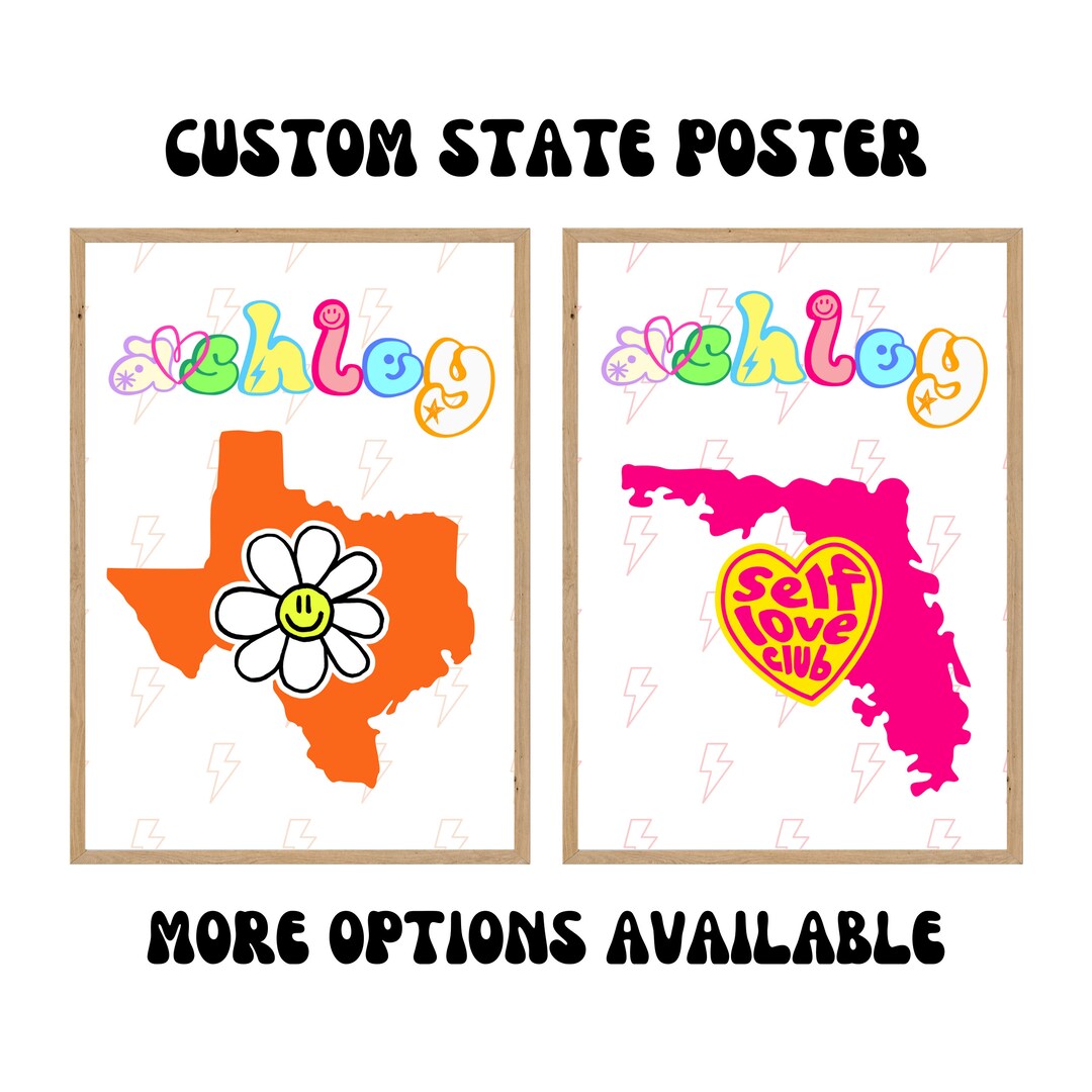 Custom Preppy College Posters, Uni Location Sign, Personalized College ...