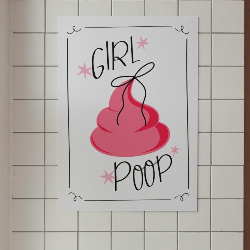 Pink Girl Poop Print: Funny Coquette Bathroom Poster (digital Download ...