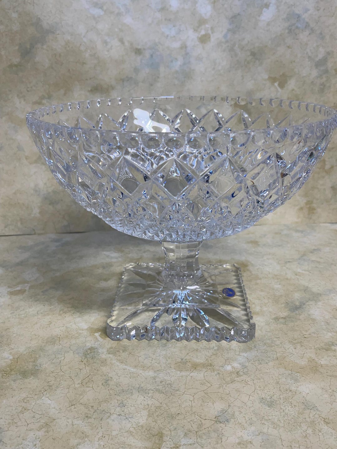 Bohemia Lead Cut Crystal Pedestal Bowl Made in the Czech Republic Over ...
