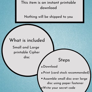 Cipher Wheel Printable Escape Room Prop Decoder Wheel Spy Party Favor ...