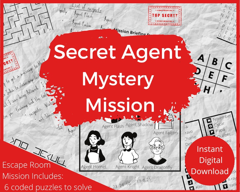 Secret Agent Mystery Mission for Kids Printable Spy Escape Room Game ...