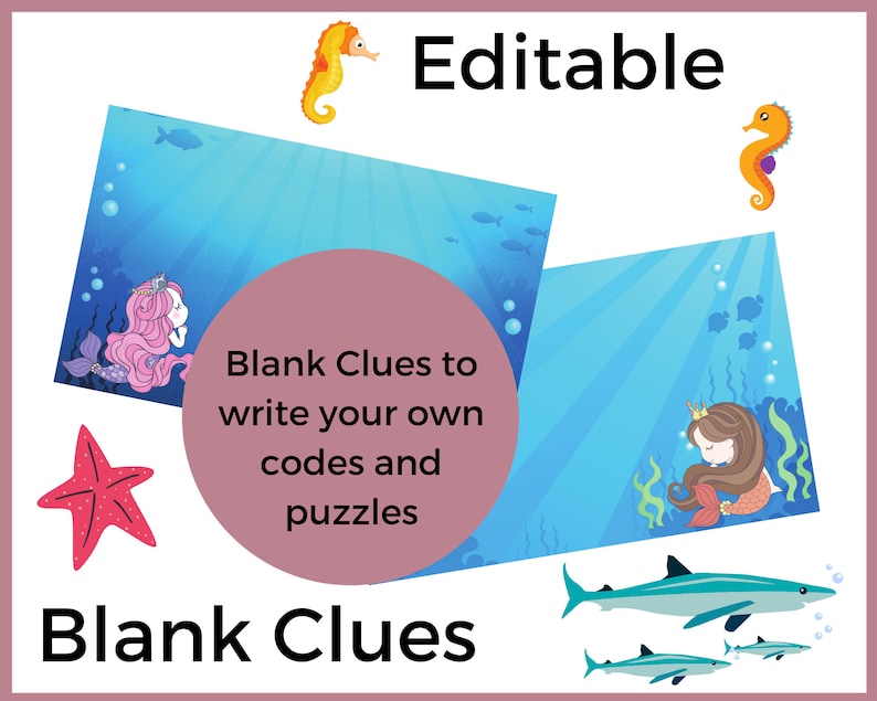 Mermaid Treasure Hunt Clue Outdoor Mermaid Game for Underwater Birthday ...