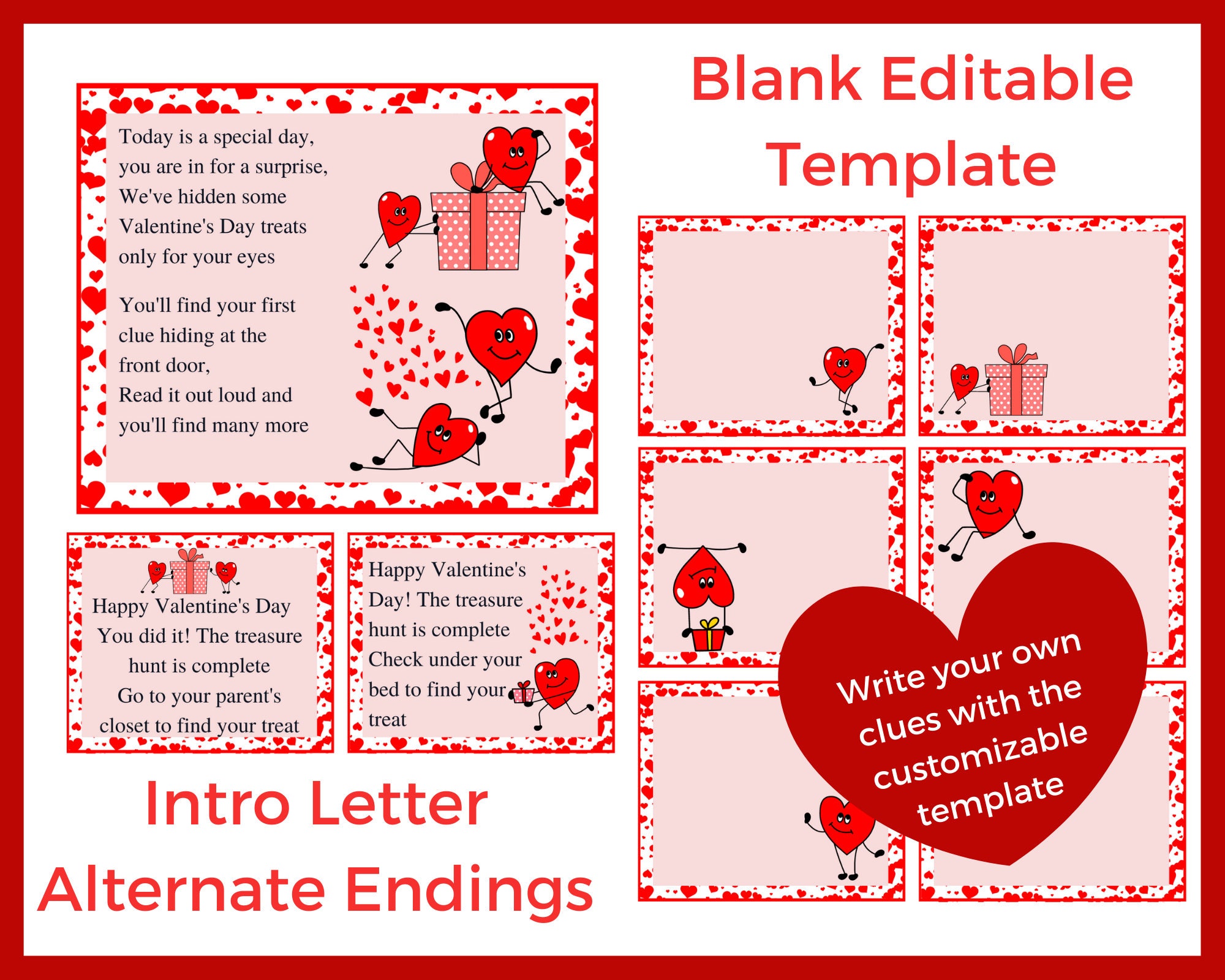 Valentine's Day Treasure Hunt Clues for Kids; Valentines Scavenger Hunt ...