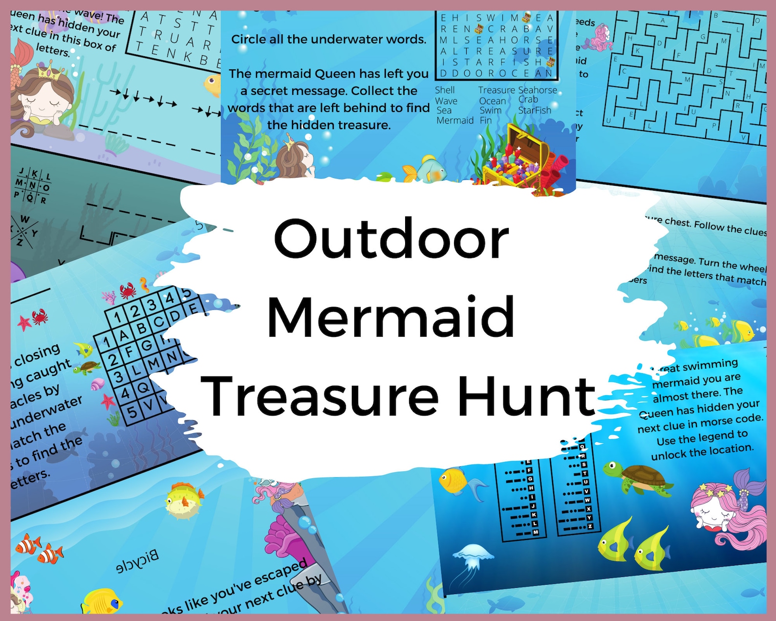 Mermaid Treasure Hunt Clue Outdoor Mermaid Game for Underwater Birthday ...