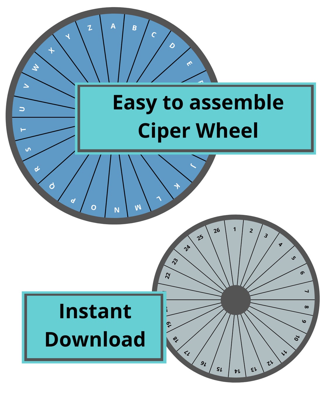 Cipher Wheel Printable Escape Room Prop Decoder Wheel Spy Party Favor ...