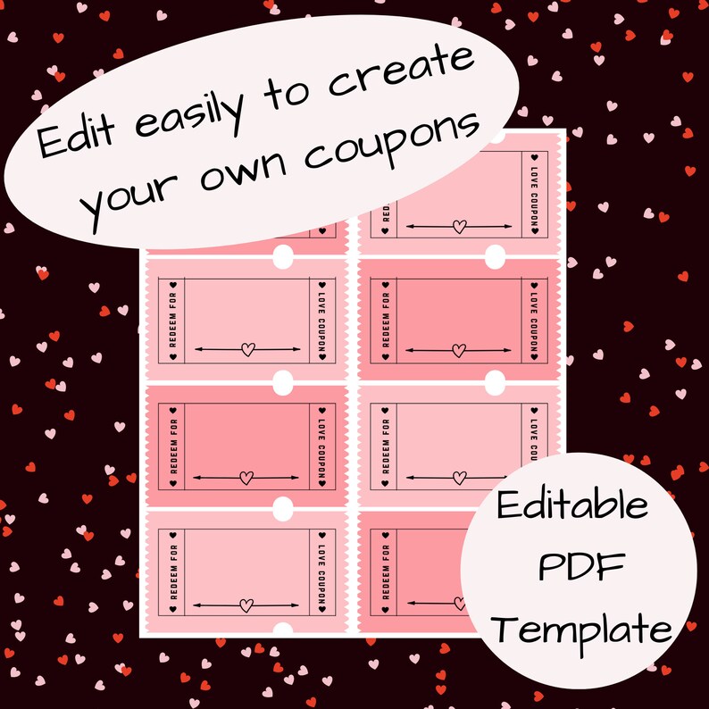 Customizable Valentine's DIY Love Coupon Printable, Editable Blank ...