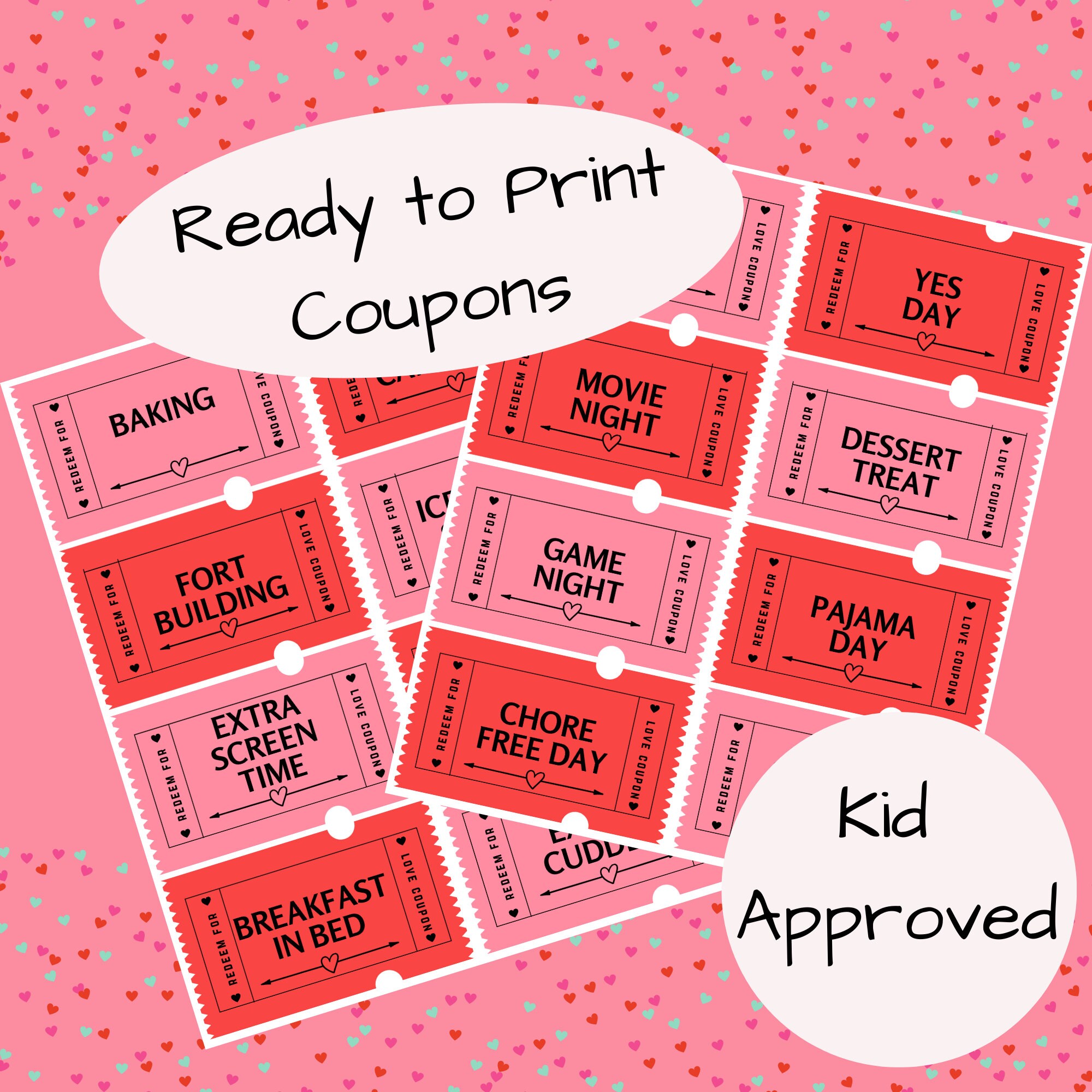 Love Coupon Book for Valentine Day Last Minute Kid Love Voucher ...