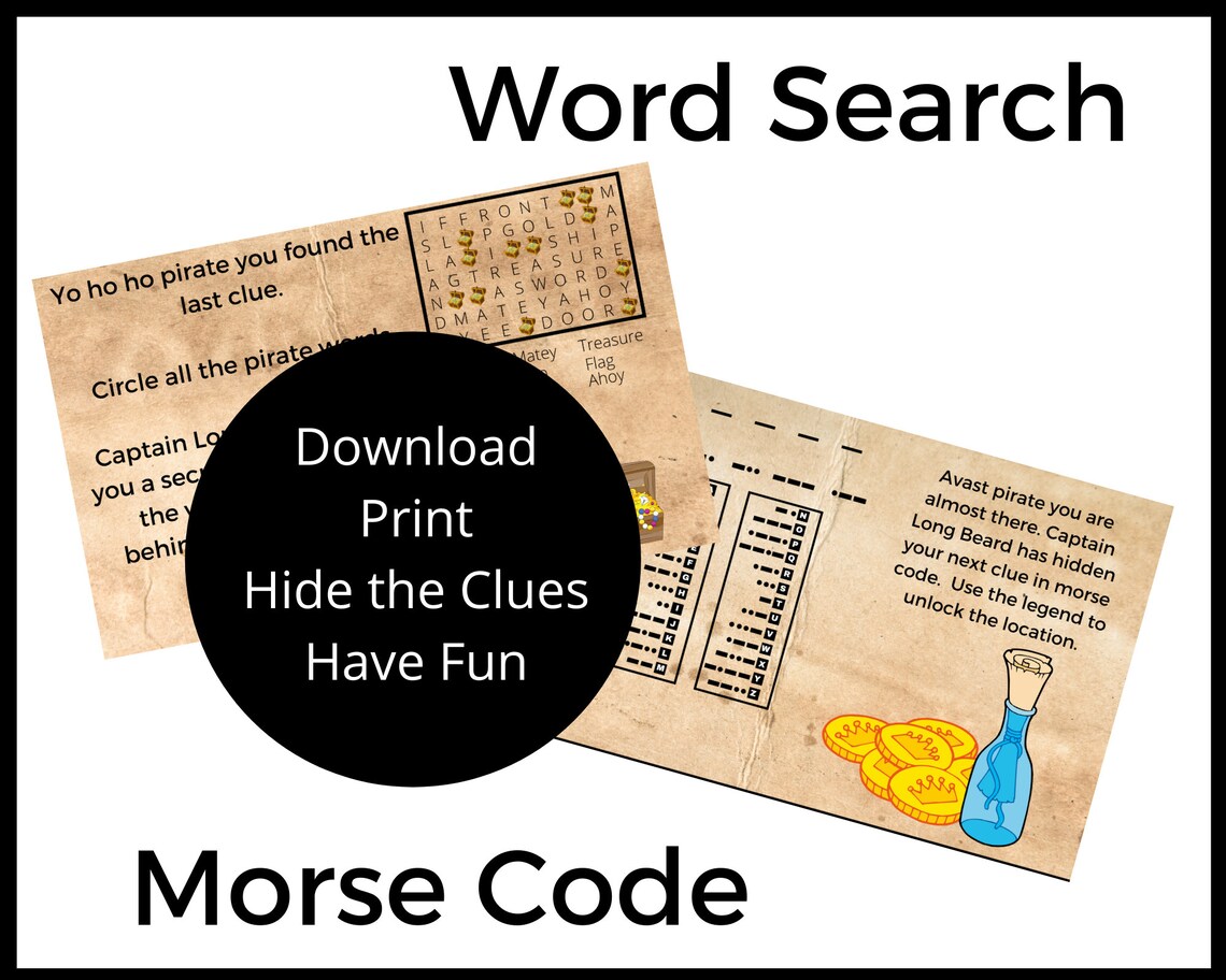Outdoor Pirate Treasure Hunt for Kids Pirate Scavenger Hunt Clues ...
