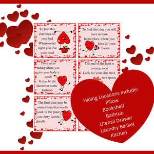 Valentine's Day Treasure Hunt Clues for Kids; Valentines Scavenger Hunt ...