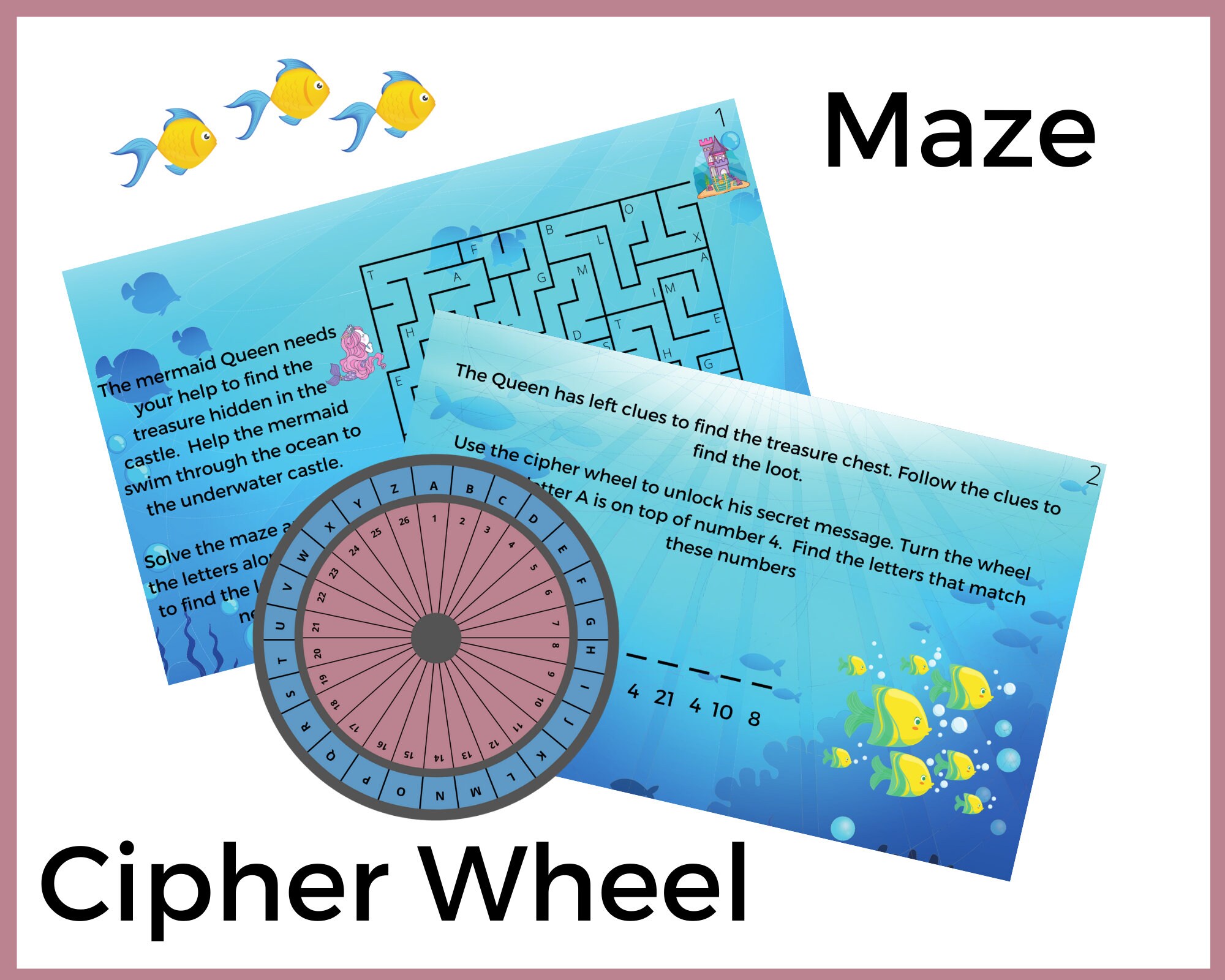 Mermaid Treasure Hunt Clue Outdoor Mermaid Game for Underwater Birthday ...