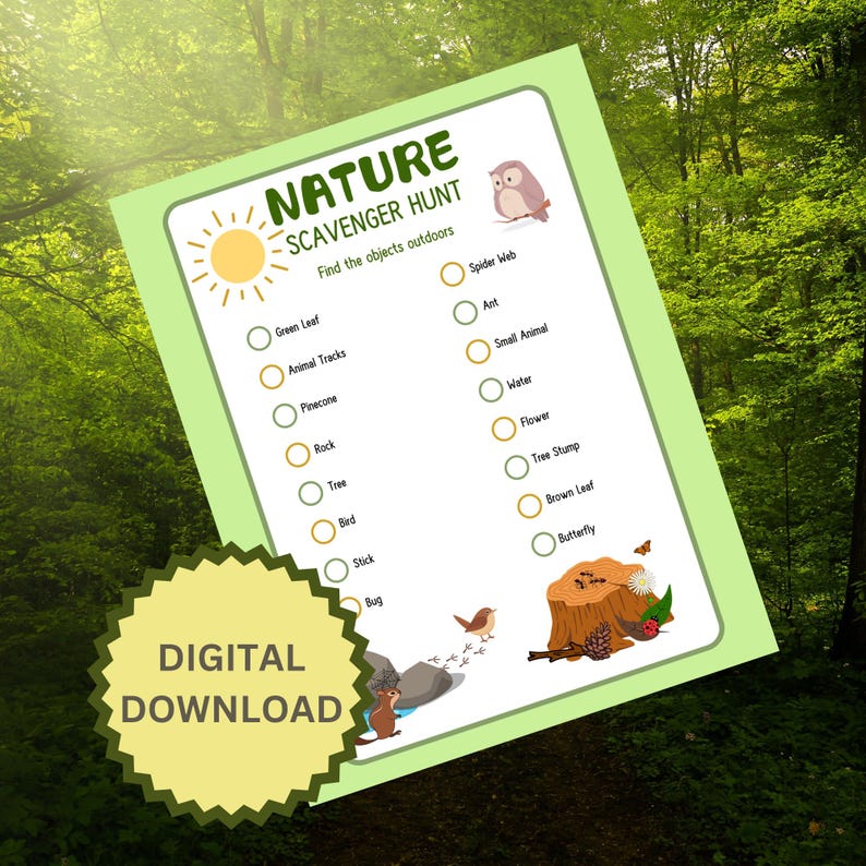 Nature Scavenger Hunt for Kids; Outdoor Nature Scavenger Hunt, Hike ...