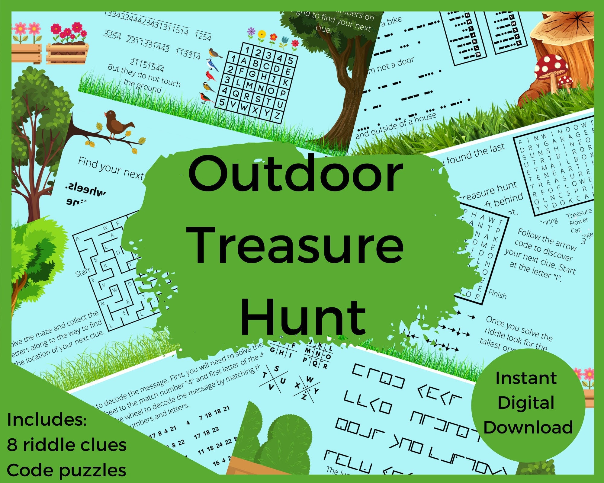 Treasure Hunt Clue for Kid Outdoor Scavenger Hunt Printable Game ...