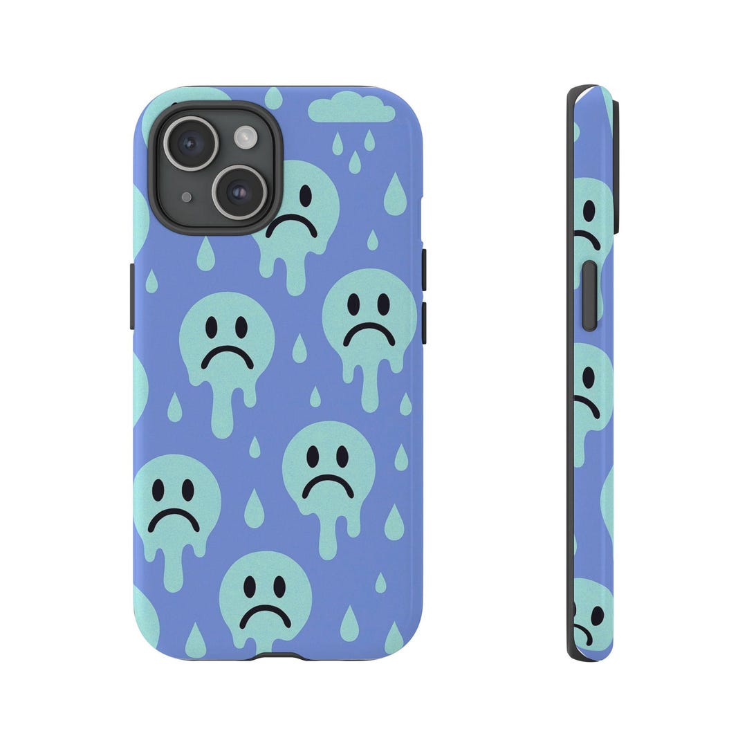 Soft Serve Sadness iPhone Tough Cases Crying Blue Smiley Face, Drippy ...
